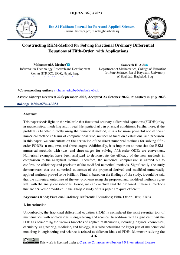 Pdf Constructing Rkm Method For Solving Fractional Ordinary