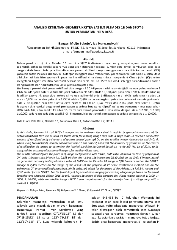 (PDF) Analisis Ketelitian Geometrik Citra Satelit Pleiades 1B Dan Spot ...