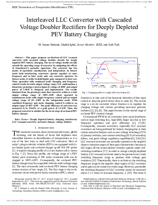 (PDF) Interleaved LLC Converter With Cascaded Voltage-Doubler ...