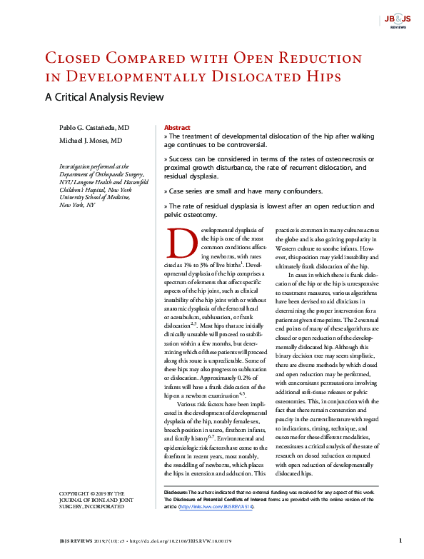 (PDF) Closed Compared with Open Reduction in Developmentally Dislocated ...