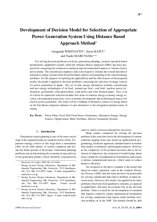 (PDF) Development of Decision Model for Selection of Appropriate Power ...
