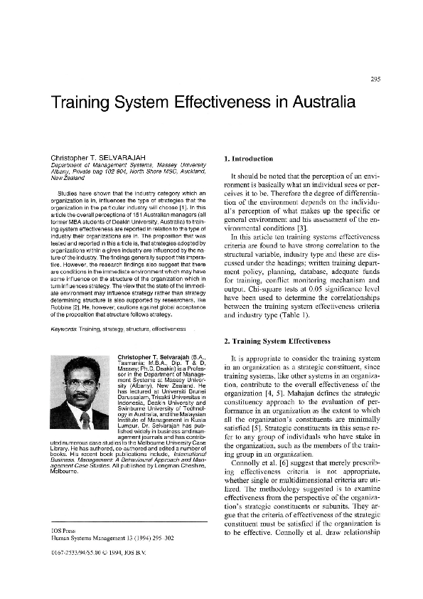 (PDF) Training System Effectiveness in Australia