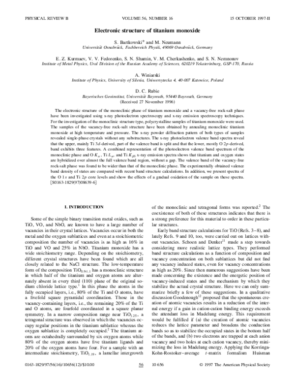 (PDF) Electronic structure of titanium monoxide