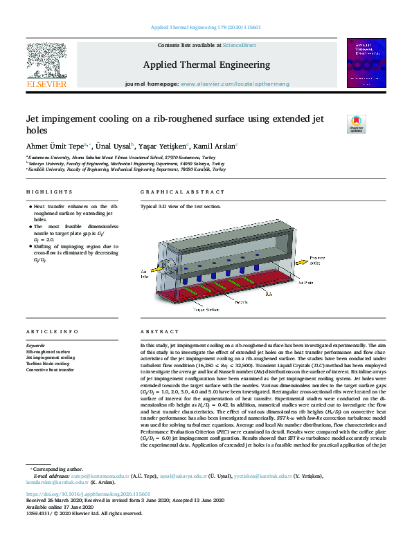 (PDF) Enhanced Jet Impingement Cooling on Rib-Roughened Surfaces