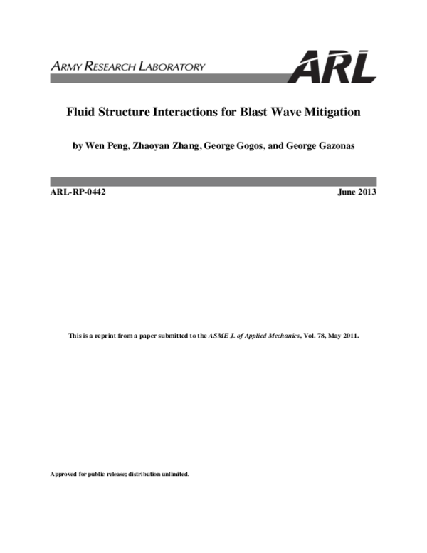 (PDF) Fluid Structure Interactions for Blast Wave Mitigation