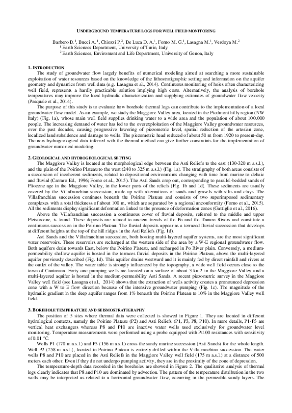(PDF) Underground temperature logs for wellfield monitoring