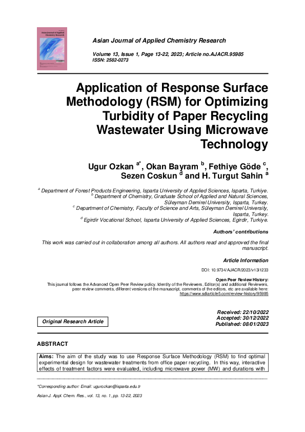 (PDF) Application of Response Surface Methodology (RSM) for Optimizing ...