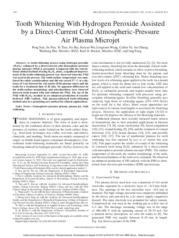 (PDF) Tooth Whitening With Hydrogen Peroxide Assisted by a Direct ...