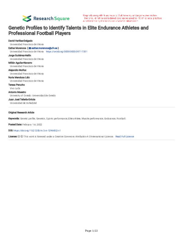 (PDF) Genetic Profiles to Identify Talents in Elite Endurance Athletes ...