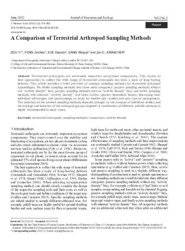 (PDF) A Comparison of Terrestrial Arthropod Sampling Methods