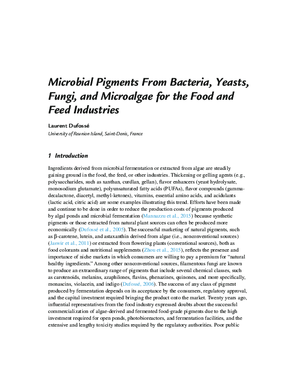 Microbial Pigments From Bacteria, Yeasts, Fungi, and Microalgae for the ...