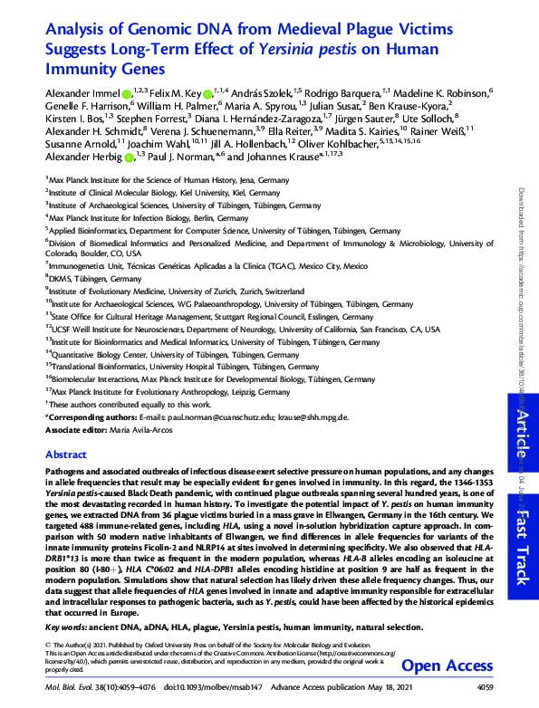 (PDF) Analysis of Genomic DNA from Medieval Plague Victims Suggests ...