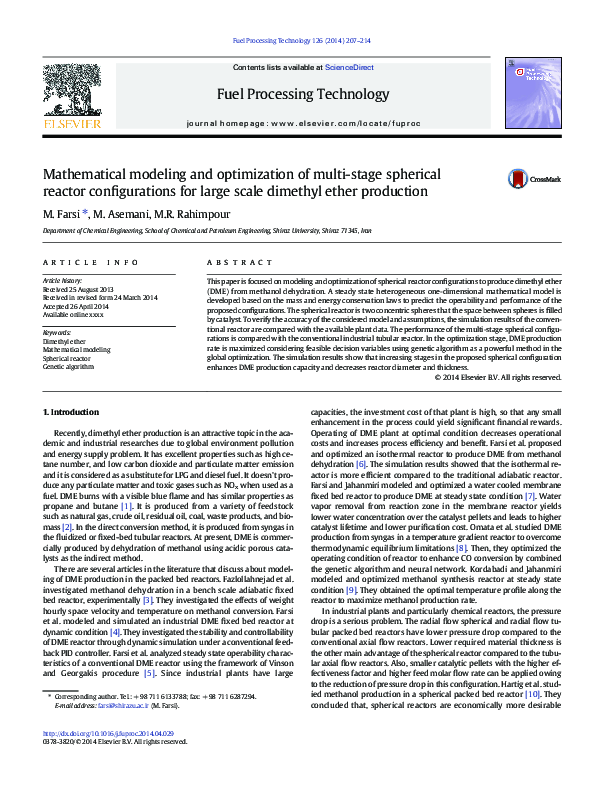 (PDF) Mathematical modeling and optimization of multi-stage spherical reactor configurations for ...