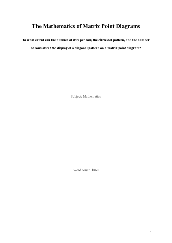 (PDF) Mathematics Paper on Matrix Point Diagrams