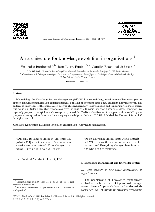 (PDF) An architecture for knowledge evolution in organisations