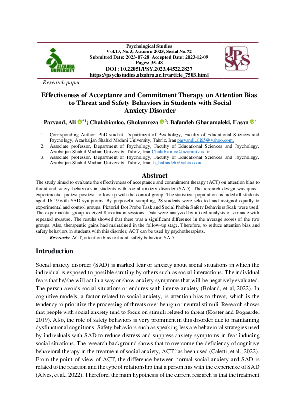 (PDF) Effectiveness of Acceptance and Commitment Therapy on Attention ...