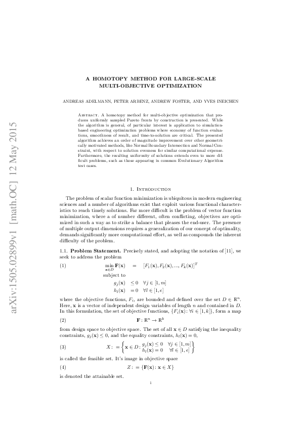(PDF) A Homotopy Method for Large-Scale Multi-Objective Optimization