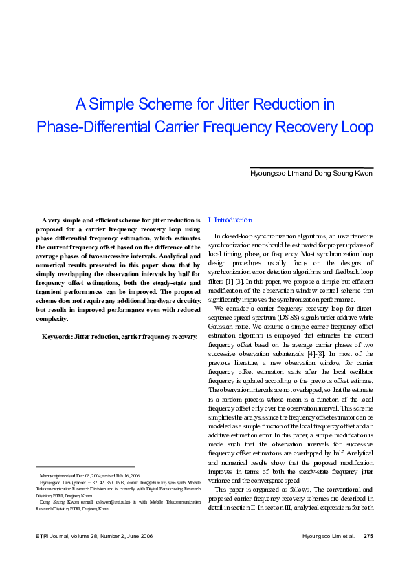 (PDF) A Simple Scheme for Jitter Reduction in Phase-Differential Carrier Frequency Recovery Loop ...