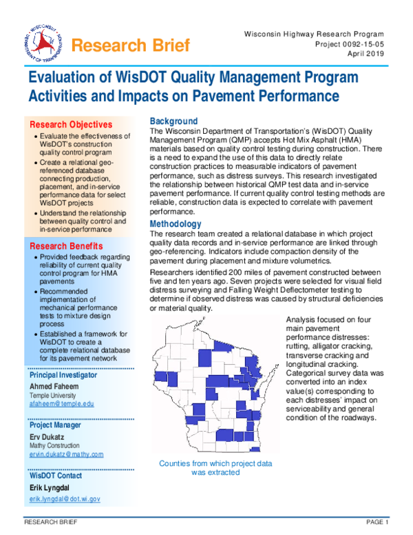 (PDF) Evaluation of WisDOT Quality Management Program (QMP) Activities ...