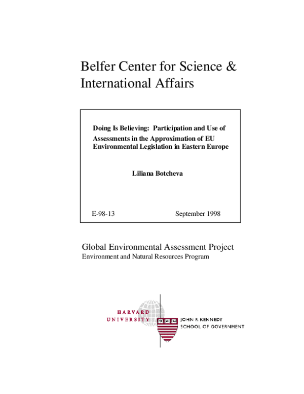 (PDF) Belfer Center for Science & International Affairs | Robert Corell ...
