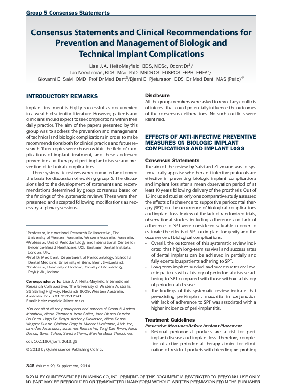 (PDF) Consensus Statements and Clinical Recommendations for Prevention ...