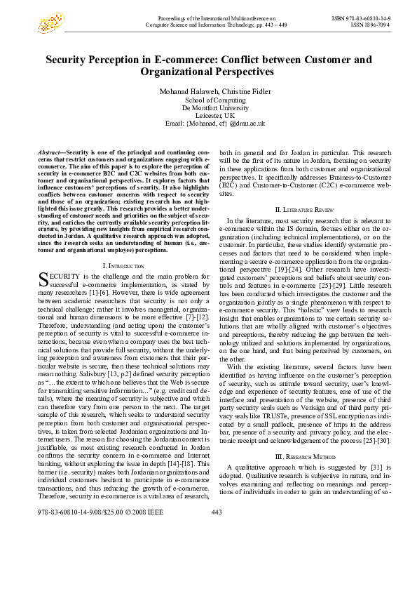 (PDF) Security perception in e-commerce: Conflict between customer and ...