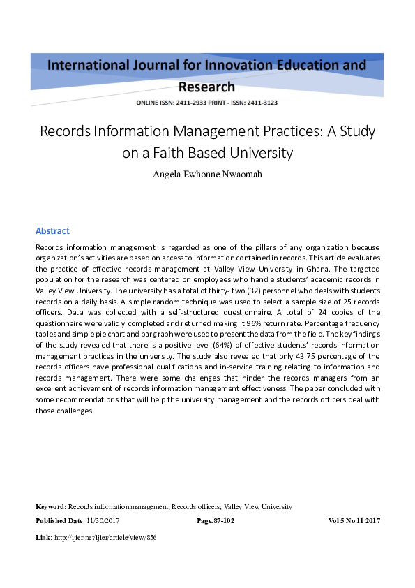 (PDF) Records Information Management Practices