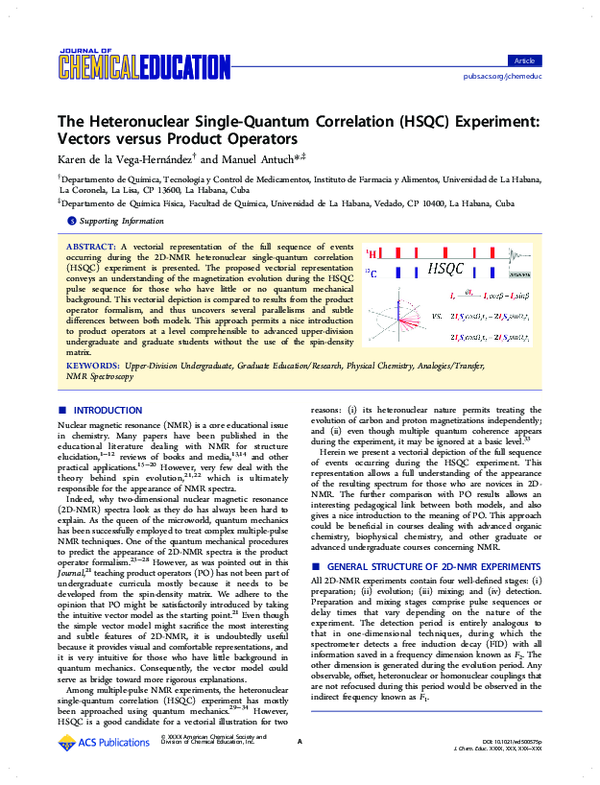 (PDF) The Heteronuclear Single-Quantum Correlation (HSQC) Experiment ...