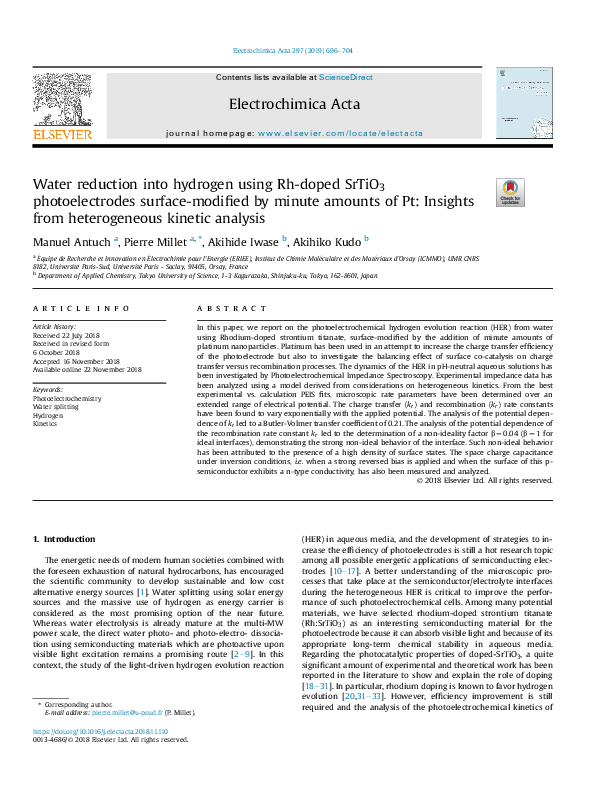 (PDF) Water reduction into hydrogen using Rh-doped SrTiO3 ...