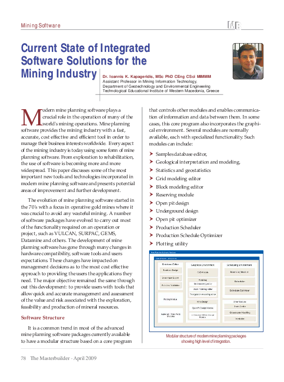 (PDF) Current State of Integrated Software Solutions for the Mining ...