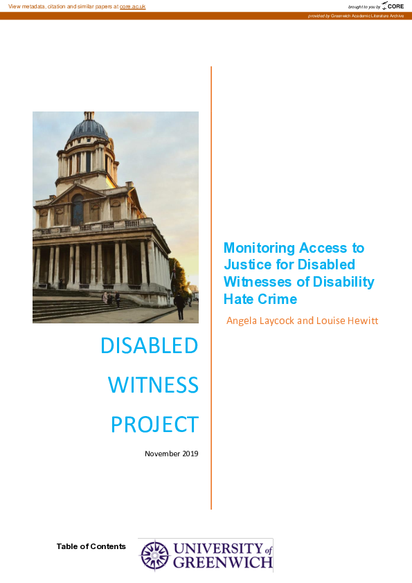 (PDF) Disabled Witness Project: Monitoring Access to Justice for ...