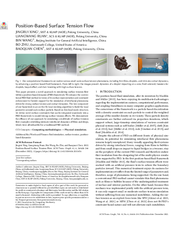 (PDF) Position-Based Surface Tension Flow