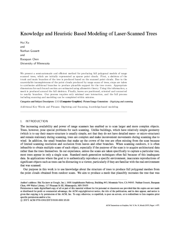 (PDF) Knowledge and heuristic-based modeling of laser-scanned trees