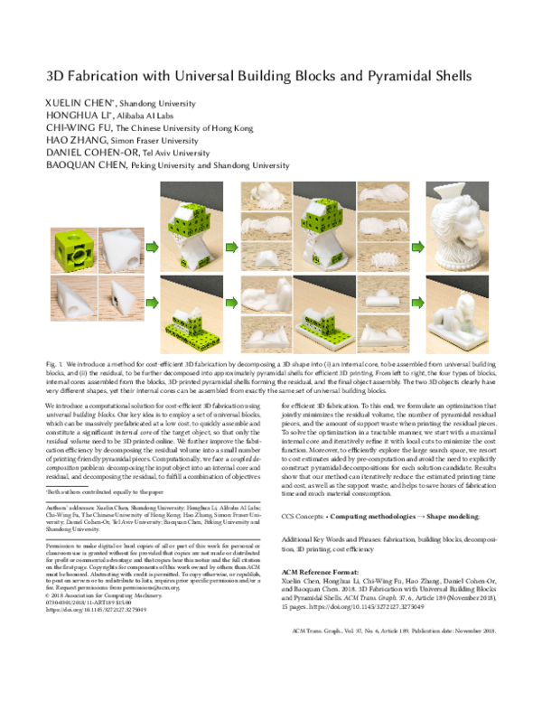 Pdf 3d Fabrication With Universal Building Blocks And Pyramidal Shells