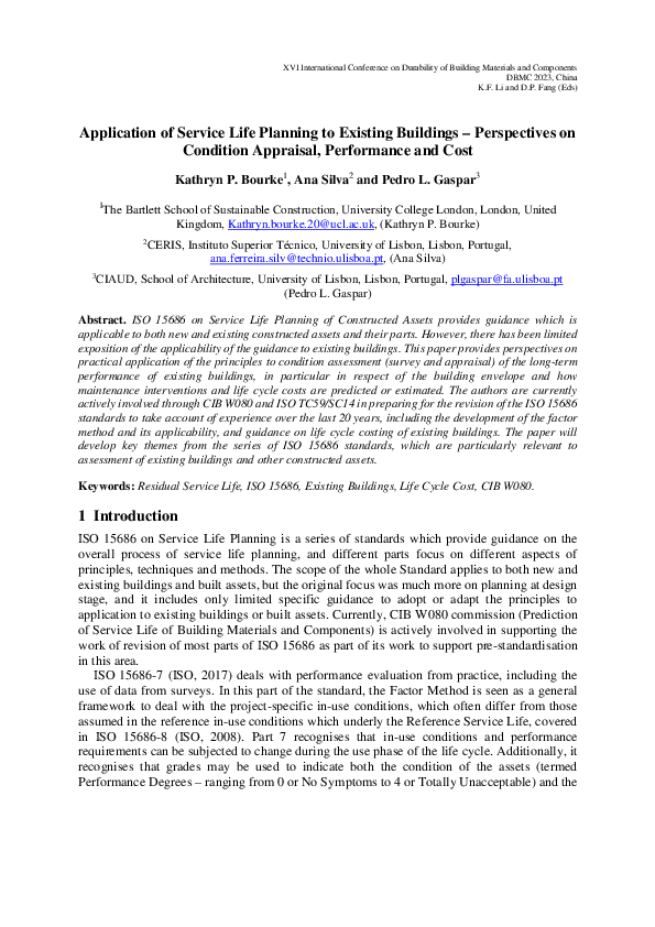 (PDF) Application of Service Life Planning to Existing Buildings ...