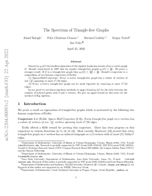 (PDF) The Spectrum of Triangle-Free Graphs