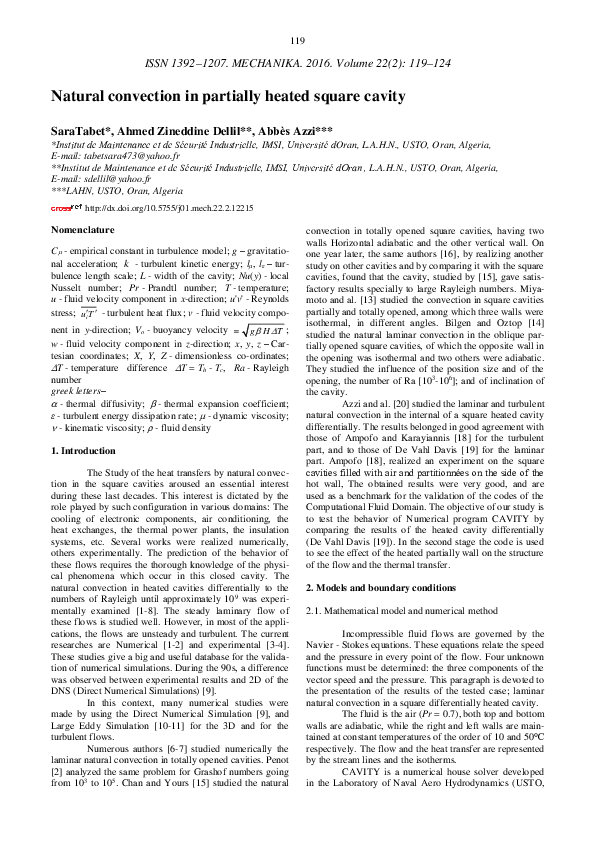 (PDF) Natural convection in partially heated square cavity | Abbes Azzi - Academia.edu