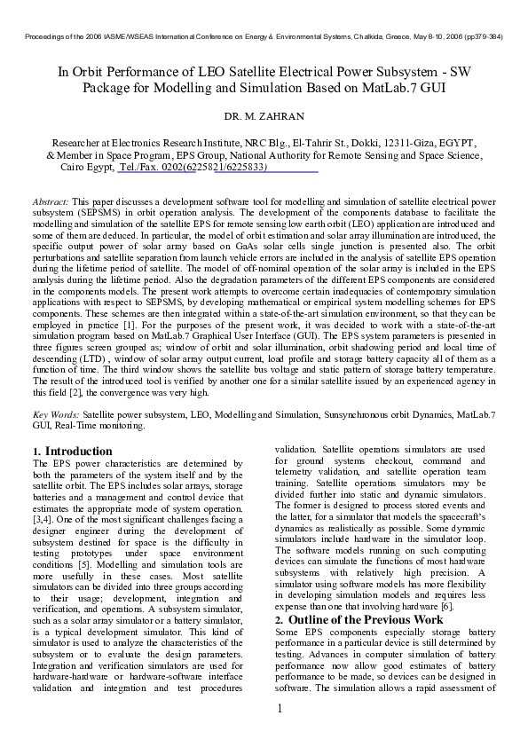 (PDF) In Orbit Performance of LEO Satellite Electrical Power Subsystem ...