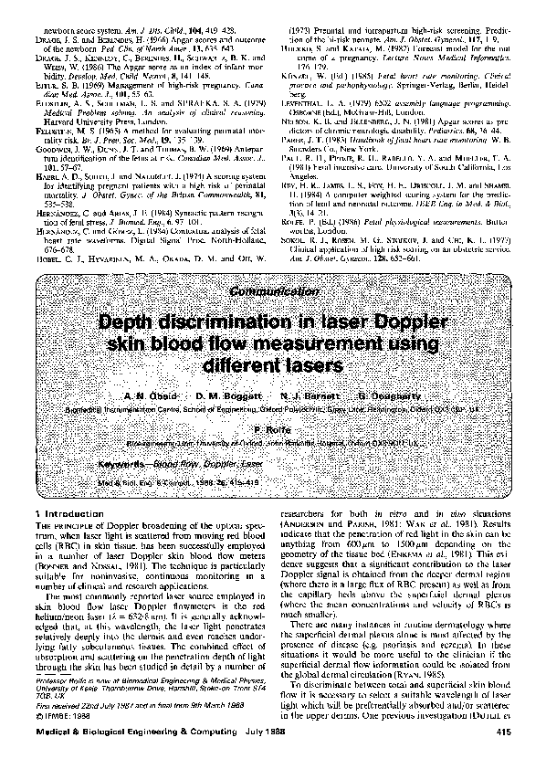 (PDF) Depth discrimination in laser Doppler skin blood flow measurement ...