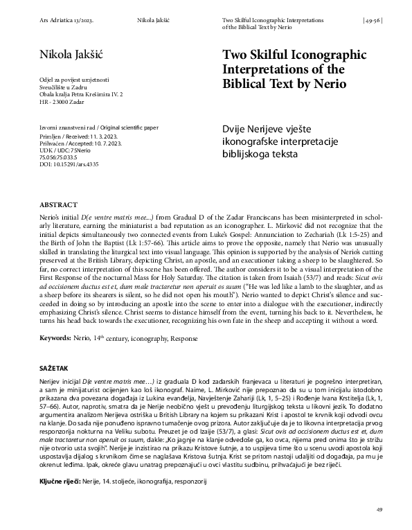 (PDF) Two Skilful Iconographic Interpretations of the Biblical Text by ...
