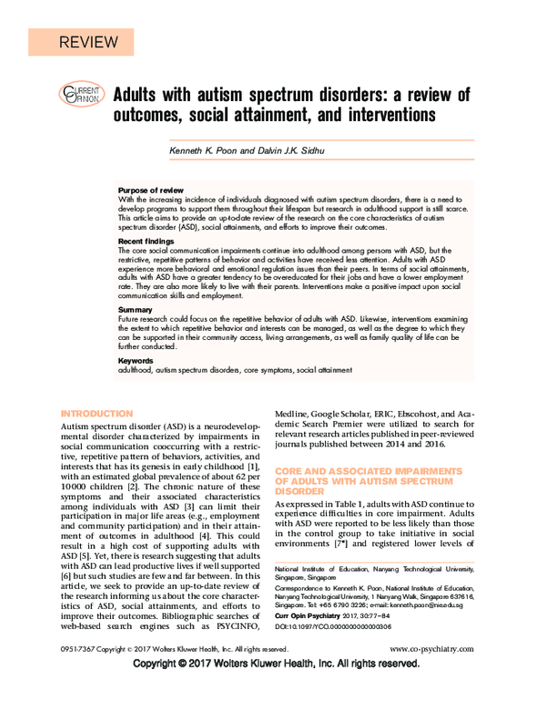 (PDF) Adults with Autism spectrum disorders