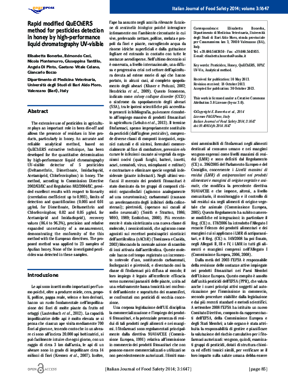 (PDF) Rapid modified QuEChERS method for pesticides detection in honey ...