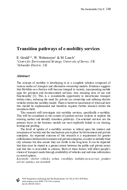 (PDF) Transition pathways of e-mobility services