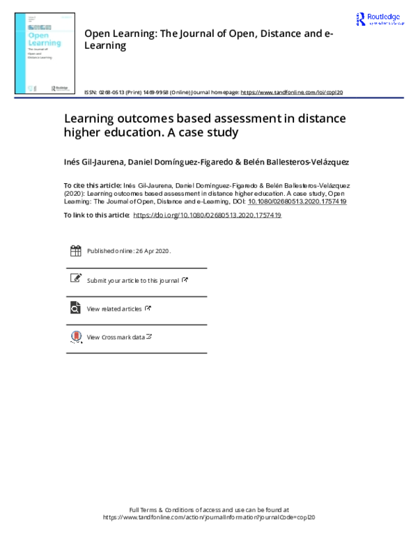 (PDF) Learning outcomes based assessment in distance higher education ...