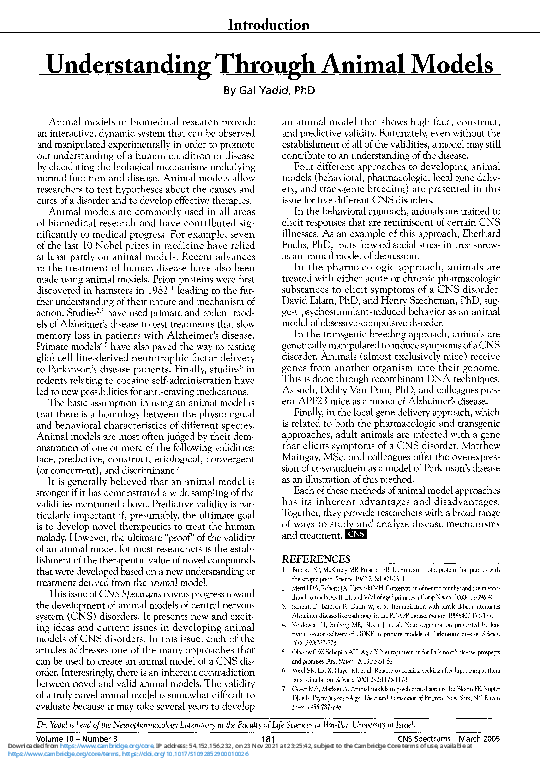 (PDF) Introduction Understanding Through Animal Models