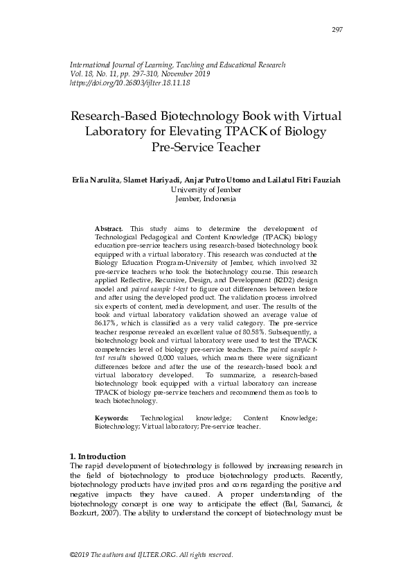 (PDF) Research-Based Biotechnology Book with Virtual Laboratory for ...