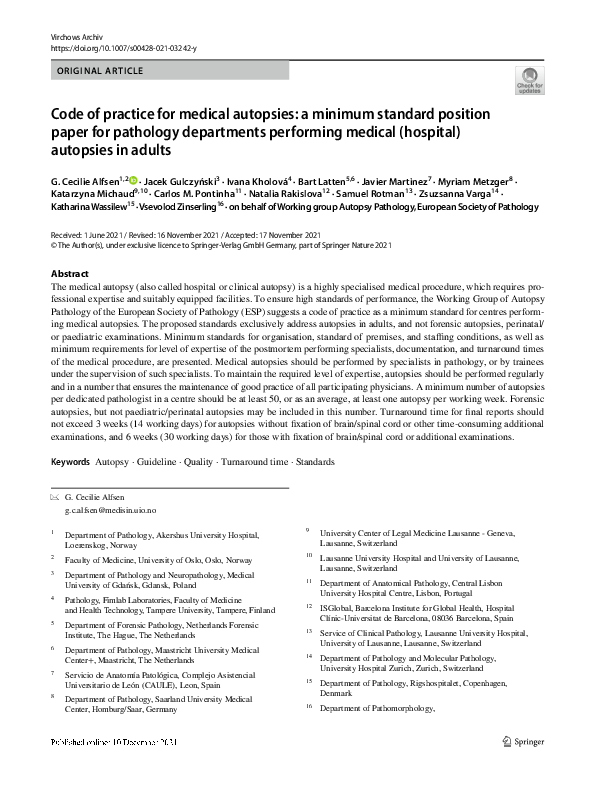 (PDF) Code of practice for medical autopsies: a minimum standard ...