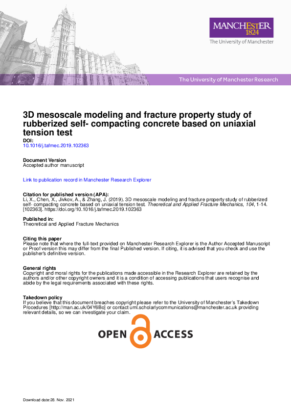 (PDF) Mesoscale Model of Rubberized Concrete Properties
