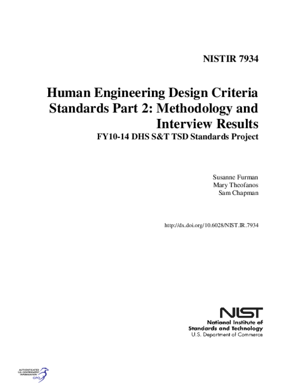(PDF) Human Engineering Design Criteria Standards Part 2: Methodology ...
