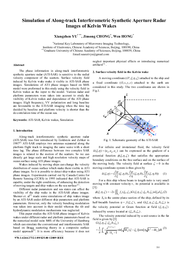 (PDF) Simulation of along-track interferometric synthetic aperture radar images of Kelvin wakes